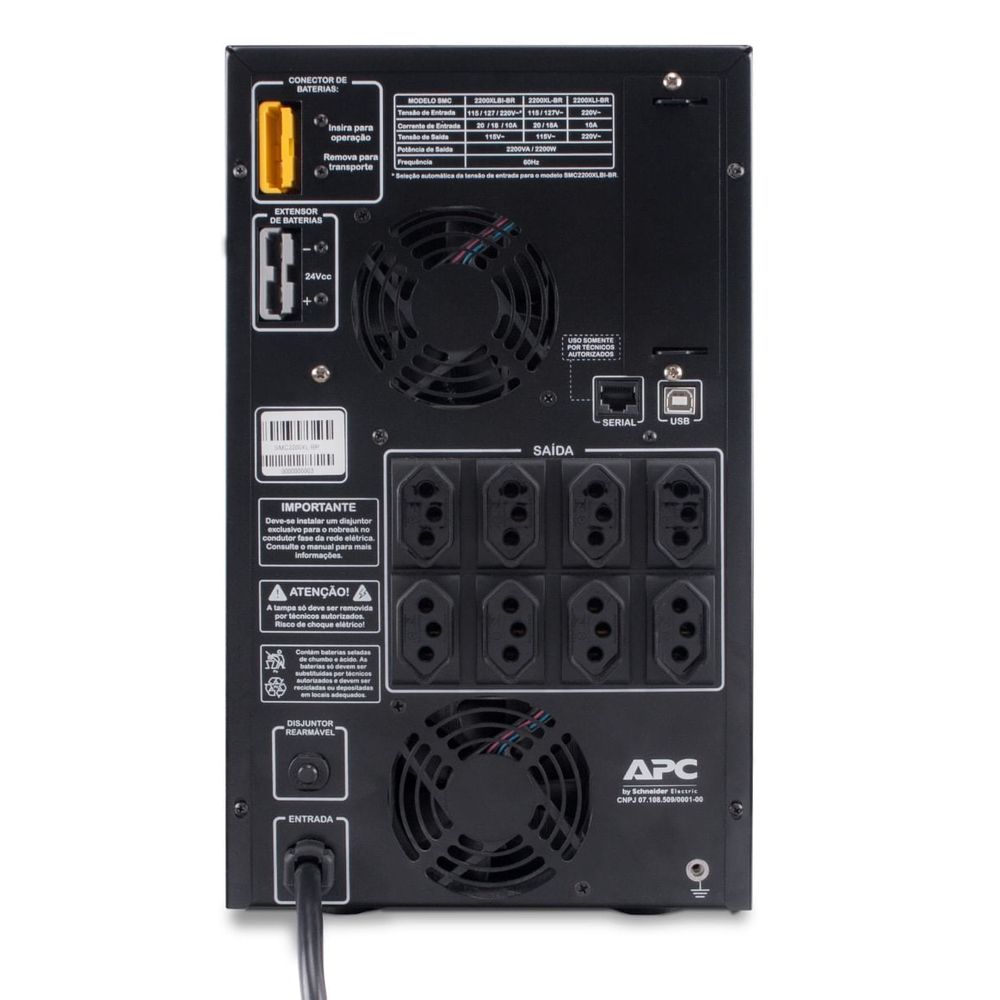 Nobreak APC Smart-UPS BR 2200VA Torre, 220V/220V - SMC2200XLI-BR - Ibyte Atacado