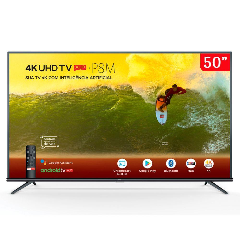 Smart TV LED 50" Ultra HD 4K TCL 50P8M 3 HDMI 2 USB Wi-Fi - Ibyte Atacado