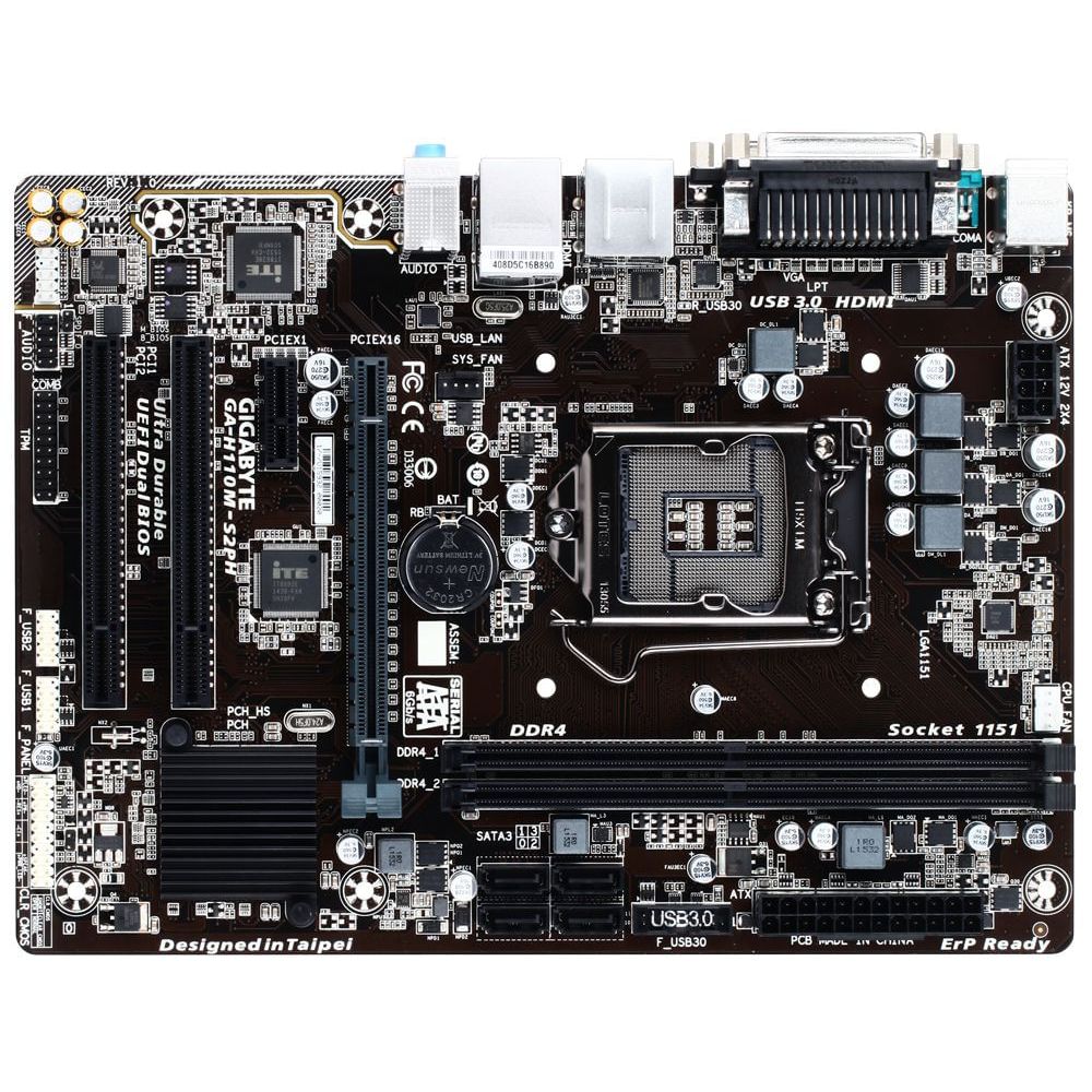Placa Mãe Gigabyte GA-H110M-S2PH DDR4 LGA1151 com Paralela, Serial e HDMI - Ibyte Atacado