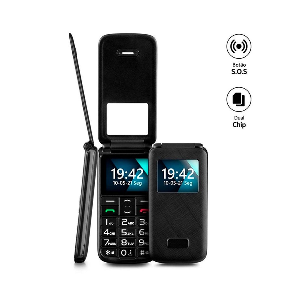 Celular Flip Vita Lite Multilaser Dual Chip Rádio FM + MP3 + Bluetooth 2.1 Preto - P9142 - Ibyte ...