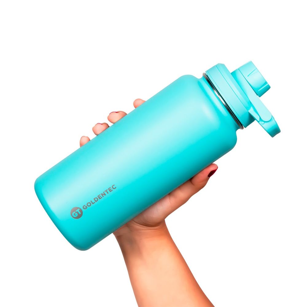 Garrafa Térmica Inox Goldentec 1000ml Azul claro - Ibyte Atacado