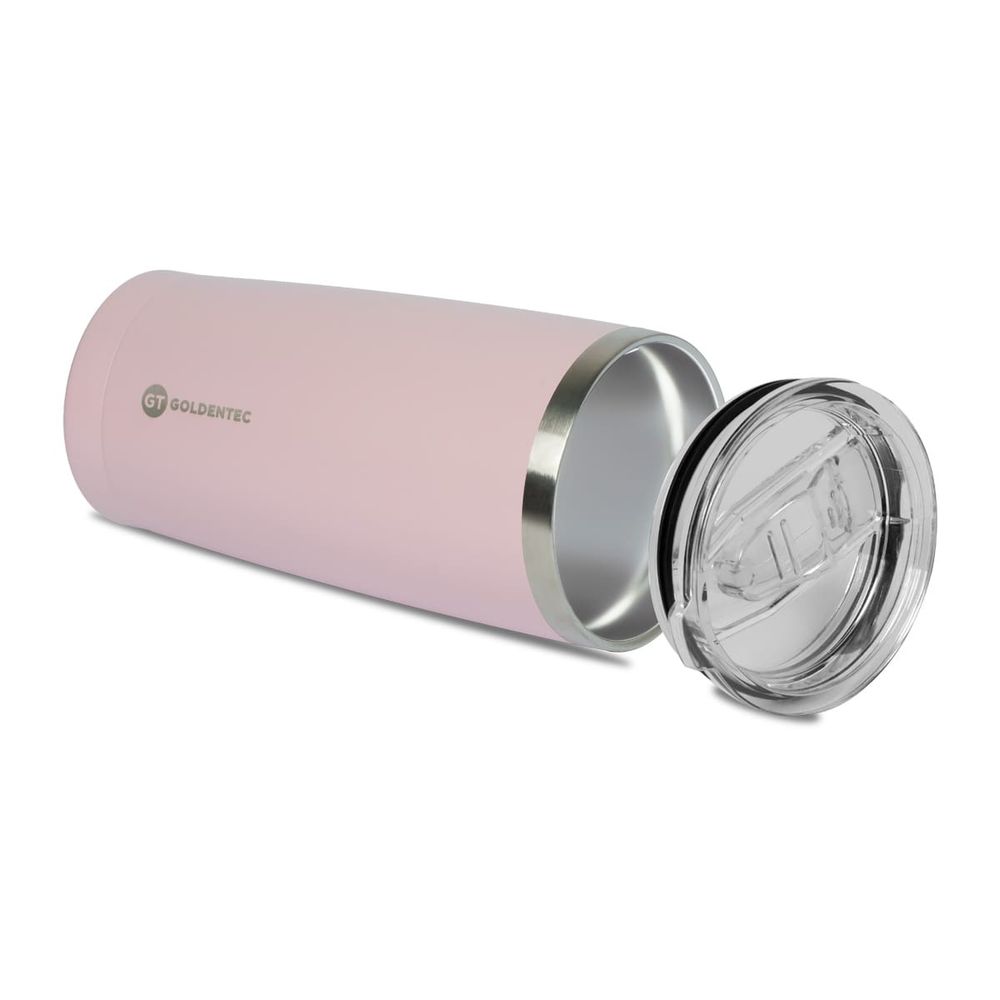 Copo Térmico Goldentec Inox 600 ml com tampa – Rosa Claro - Ibyte Atacado