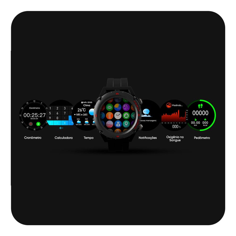 Smartwatch Goldentec GT Track Full Touch 1,32" Preto - Ibyte Atacado